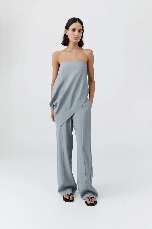 ST AGNI Strapless Asymmetric Draped Top