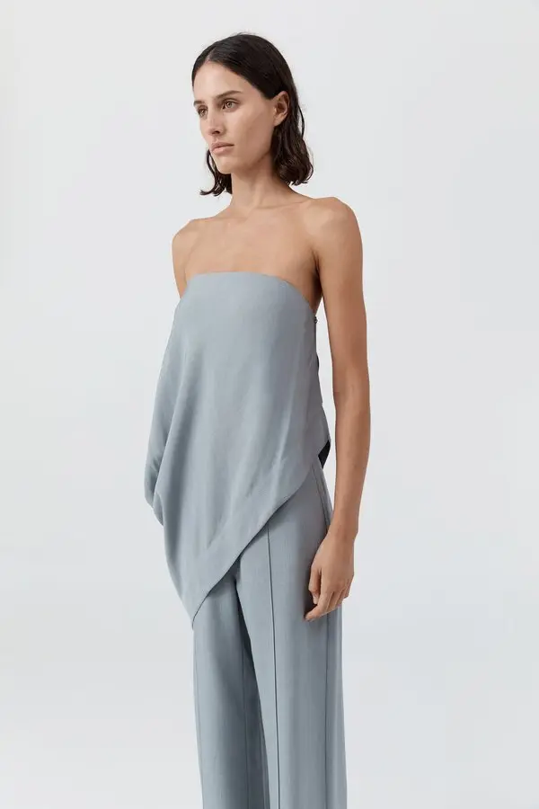 ST AGNI Strapless Asymmetric Draped Top