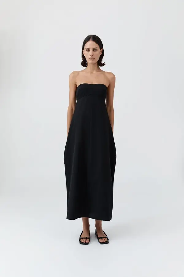 ST AGNI Wool Strapless Cocoon Dress