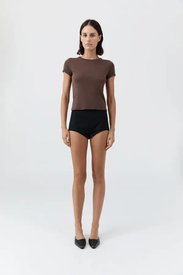 ST. AGNI Wool Tailored Mini Short - Black