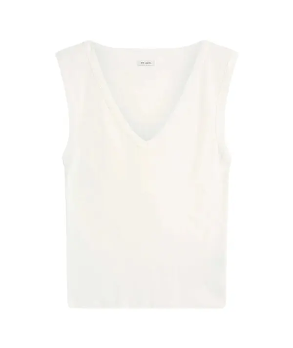 ST. AGNI Organic Cotton 90s Top Sleeveless V-neck - White