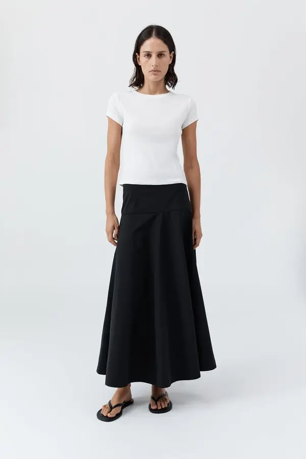 ST. AGNI Cotton Blend Circle Hem Skirt - Black