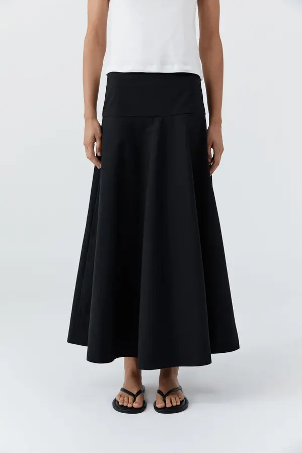 ST. AGNI Cotton Blend Circle Hem Skirt - Black