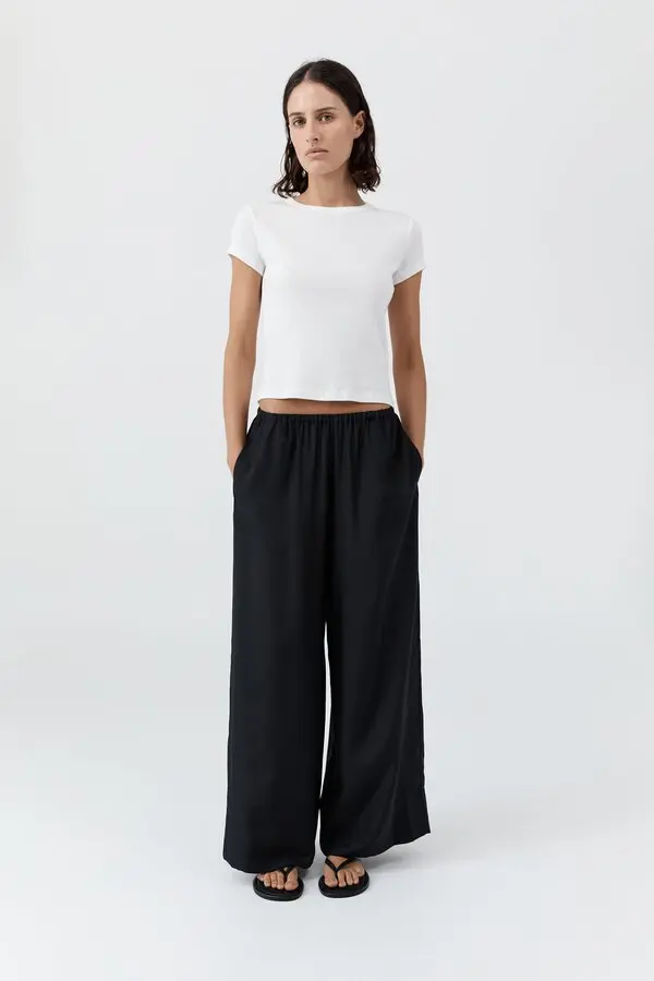 ST AGNI Silk Grid Relaxed Pants