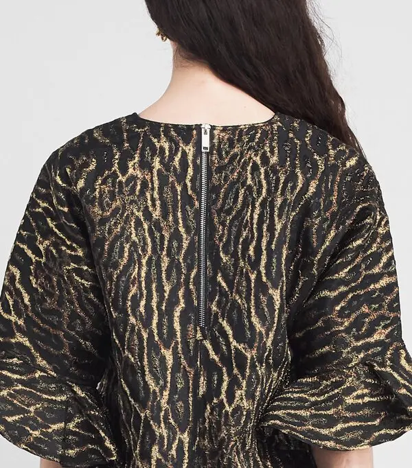 GANNI Metallic Leopard Jacquard Mini Dress