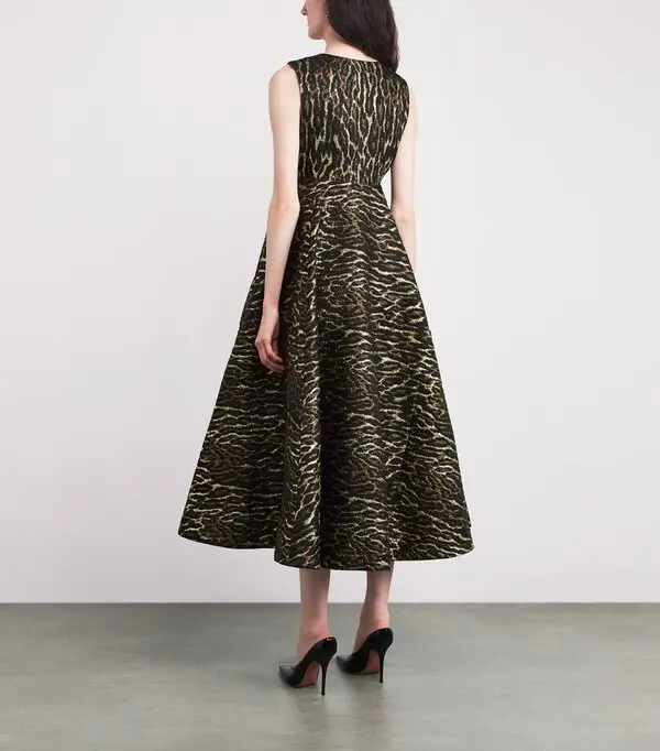 GANNI Metallic Leopard Jacquard Maxi Dress - Brown