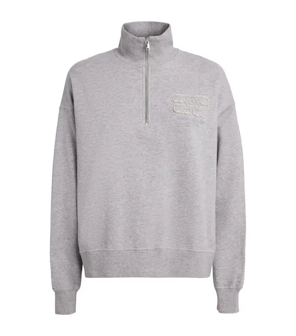 GANNI Organic Cotton Half-zip Sweatshirt - Grey