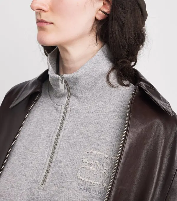 GANNI Organic Cotton Half-zip Sweatshirt - Grey