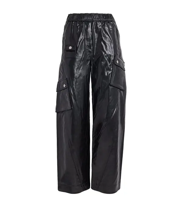 GANNI Recycled Leather-blend Cargo Trousers