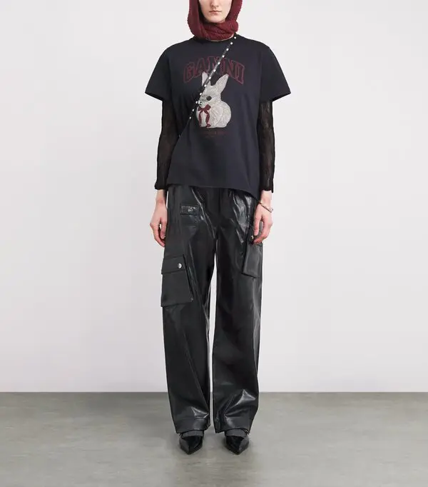 GANNI Recycled Leather-blend Cargo Trousers