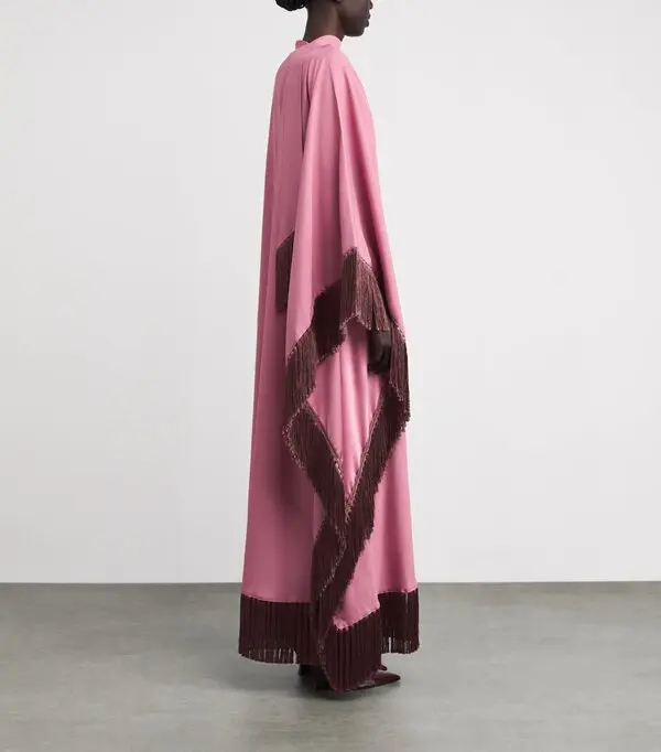 TALLER MARMO Hammamet Kaftan Maxi Dress With Fringe Trim - Pink