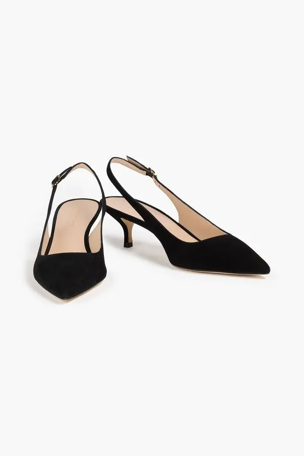 STUART WEITZMAN Leigh 50 Suede Slingback Pumps - Black