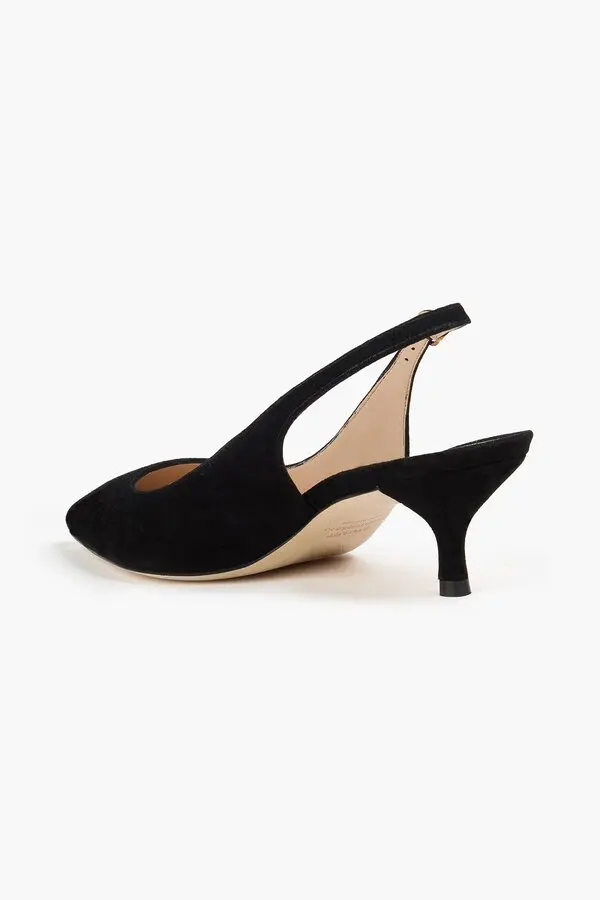STUART WEITZMAN Leigh 50 Suede Slingback Pumps - Black