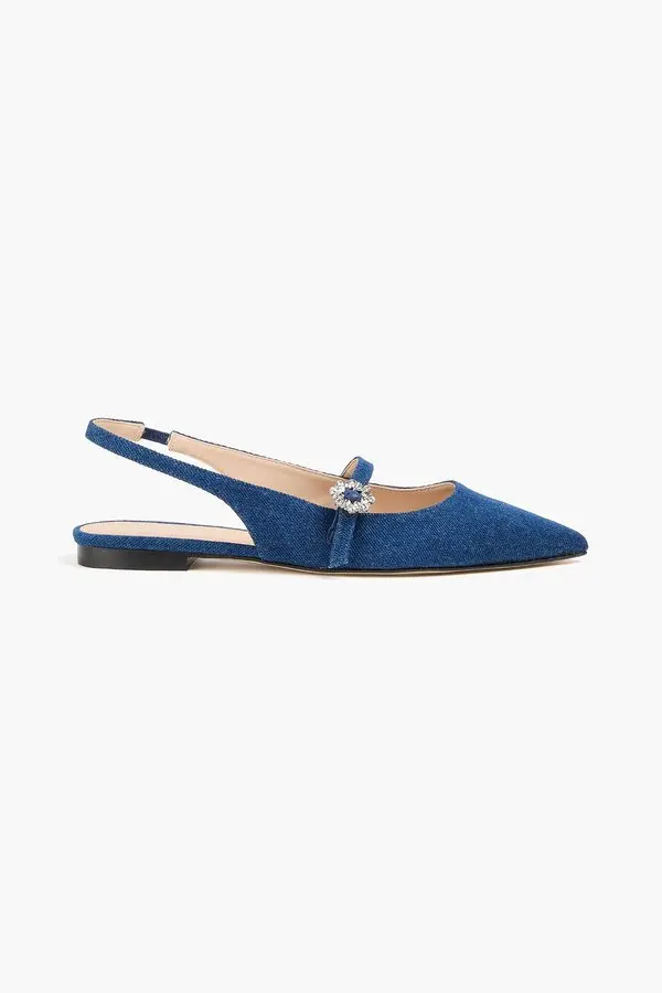 STUART WEITZMAN Aura Denim Slingback Mary Jane Flats