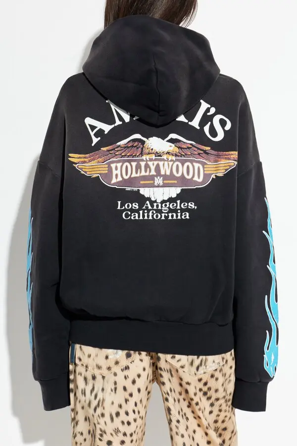 Amiri Logo Detailed Zip Up Cotton Hoodie