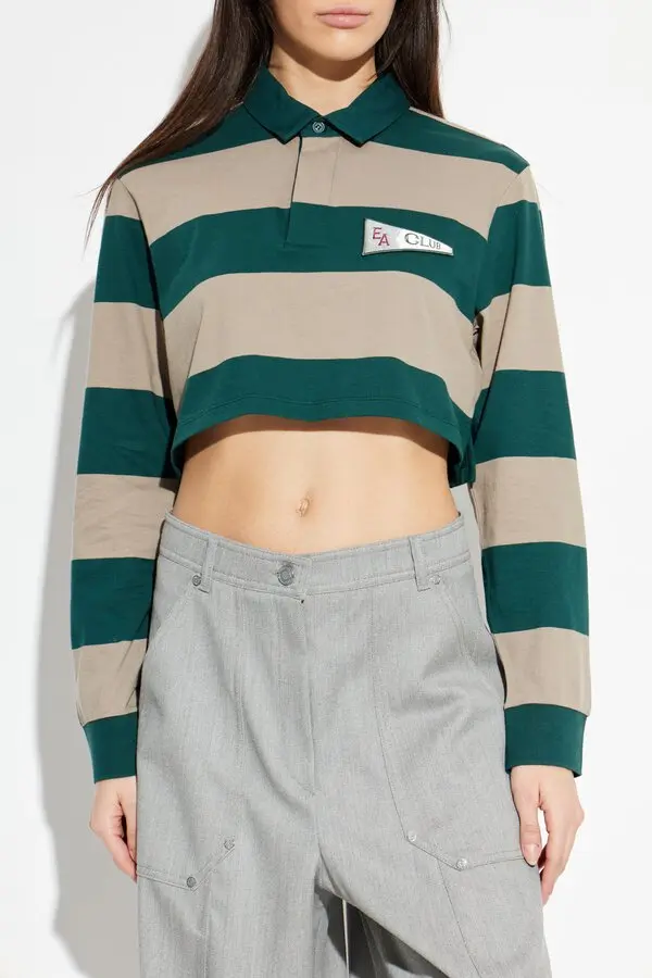 Emporio Armani Cropped Striped Polo With Patch