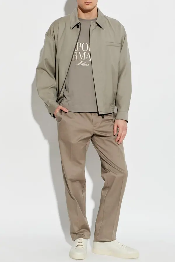 Emporio Armani Wool Jacket With Collar - Grey