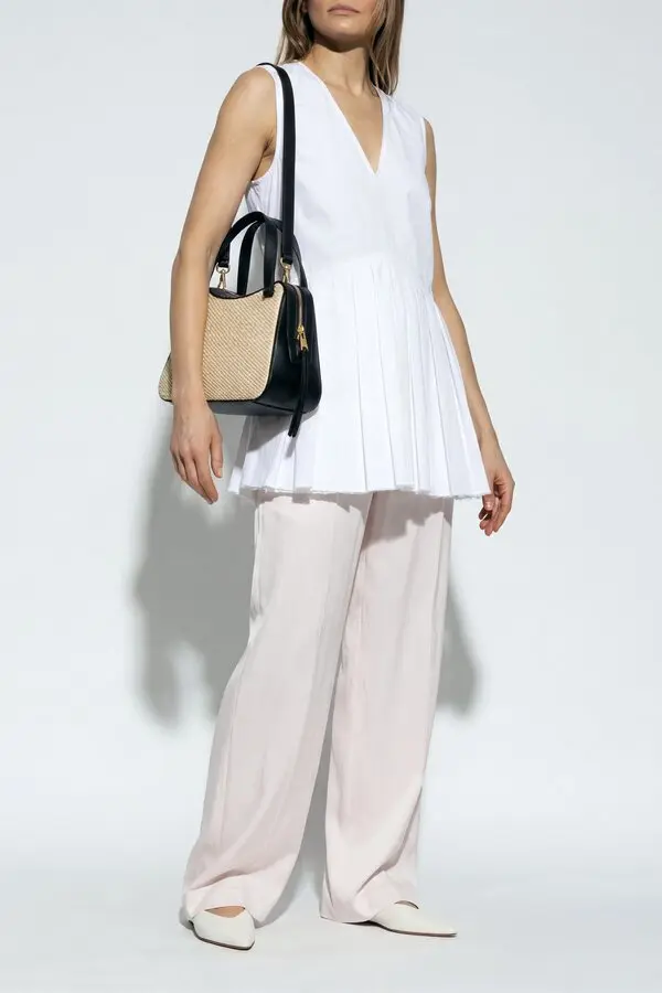 JIL SANDER Sleeveless Pleated Top - White