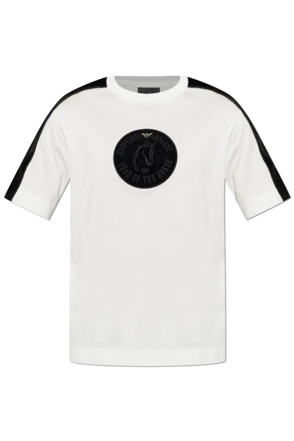 Emporio Armani T-shirt With Patch - Cream