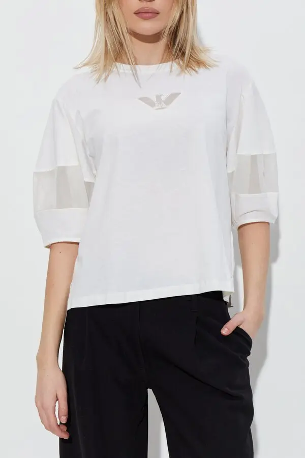 Emporio Armani T-shirt With Transparent Inserts And Logo