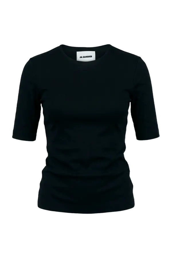 JIL SANDER Fitted Top With Round Neckline - Black