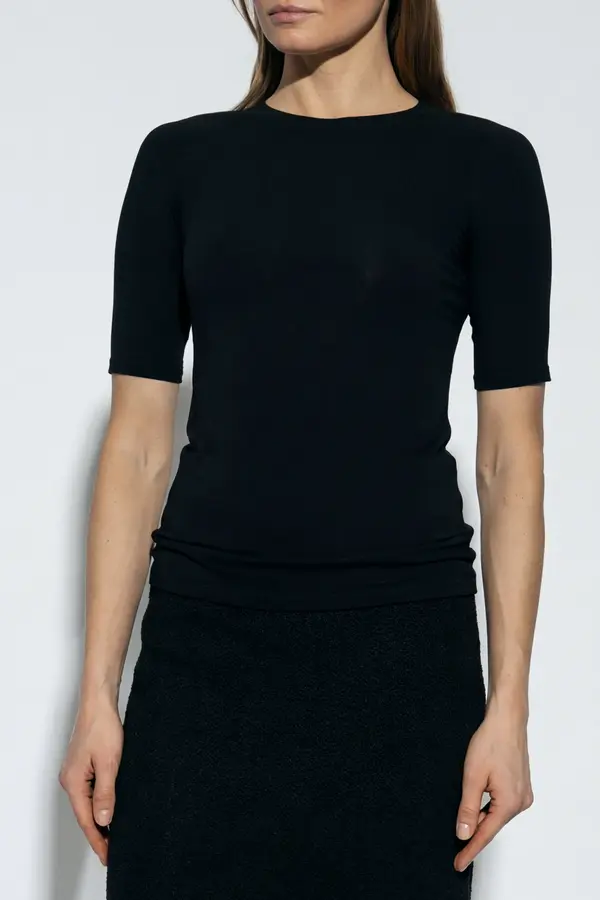 JIL SANDER Fitted Top With Round Neckline - Black