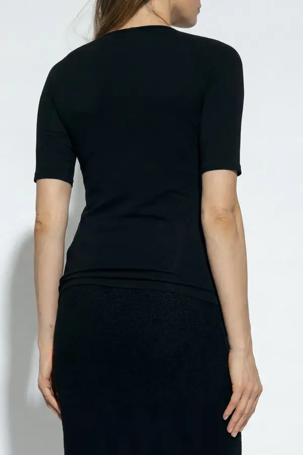 JIL SANDER Fitted Top With Round Neckline - Black