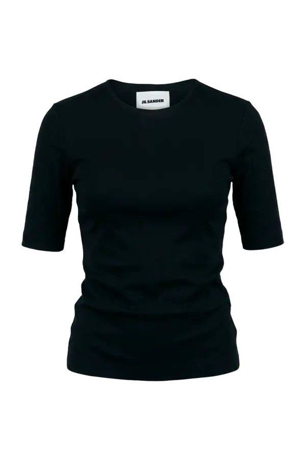 JIL SANDER Fitted Top With Round Neckline - Black