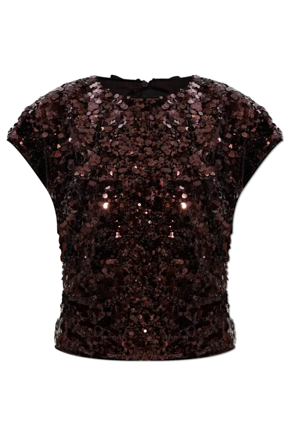 GANNI Open-back Sequin Top - Brown
