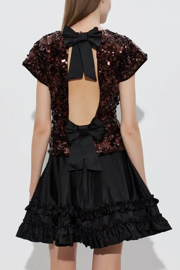 GANNI Open-back Sequin Top - Brown