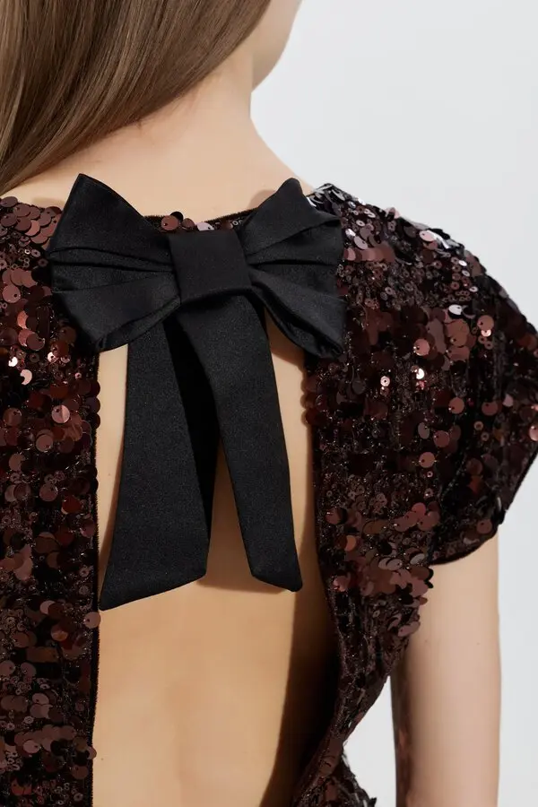 GANNI Open-back Sequin Top - Brown
