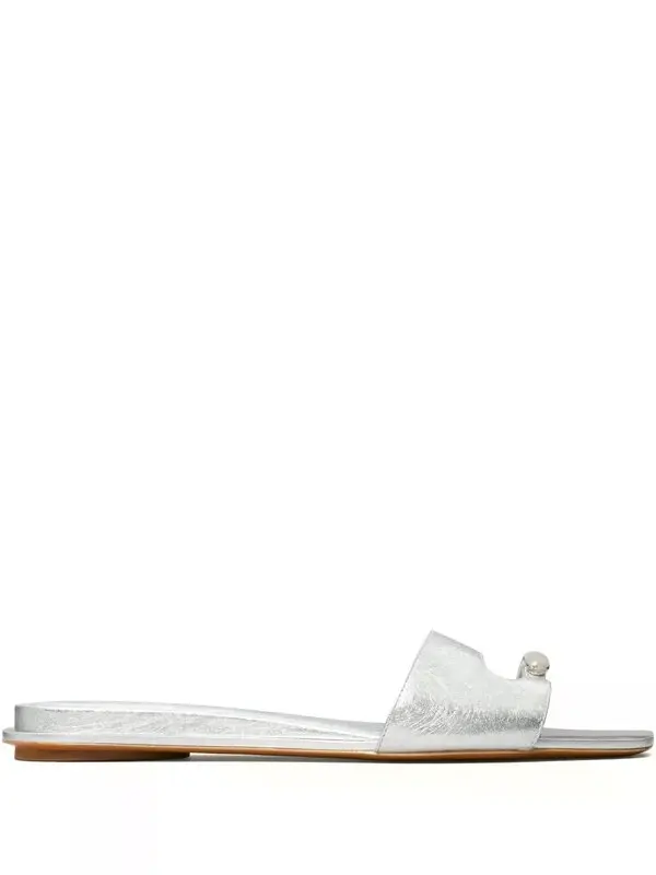 Tory Burch Pierced Flat Slides - Silver