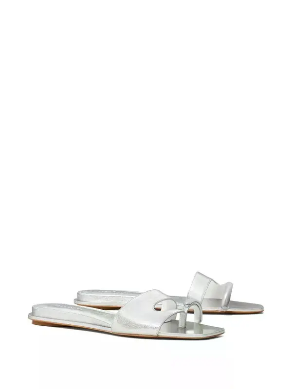 Tory Burch Pierced Flat Slides - Silver