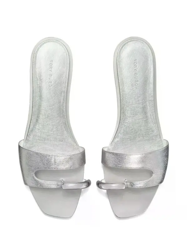 Tory Burch Pierced Flat Slides - Silver