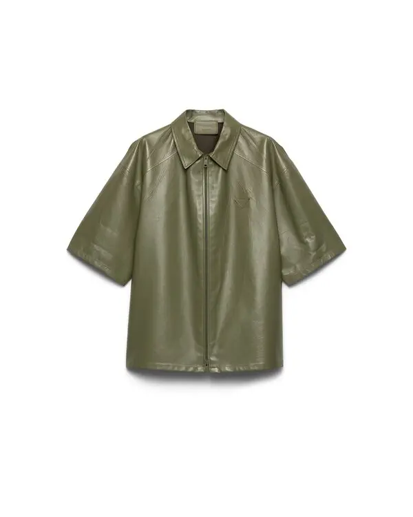 Prada Nappa Leather Zipper Shirt