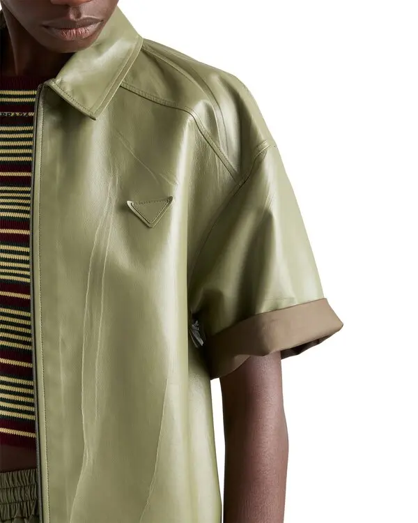 Prada Nappa Leather Zipper Shirt