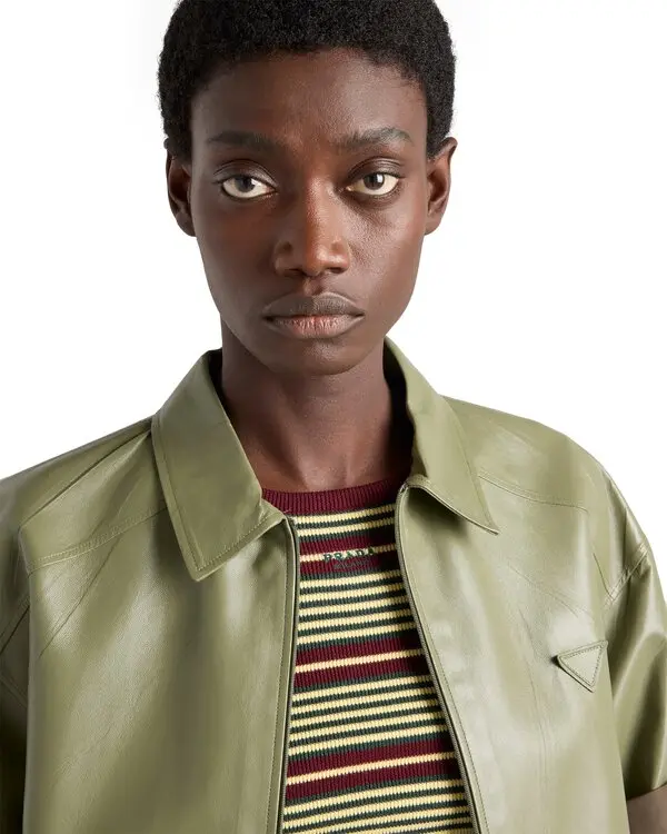 Prada Nappa Leather Zipper Shirt