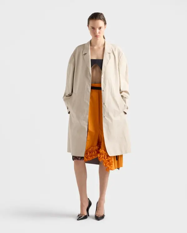 Prada Single-breasted Poplin Coat - Limestone