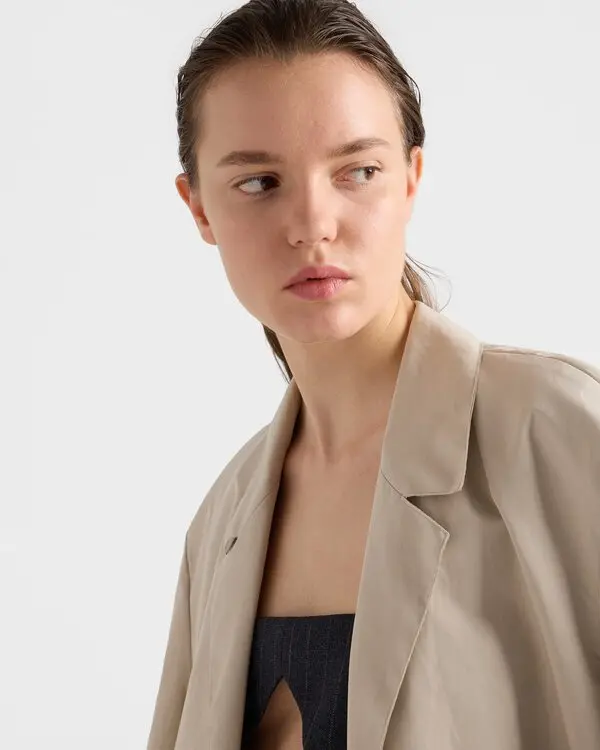 Prada Single-breasted Poplin Coat - Limestone