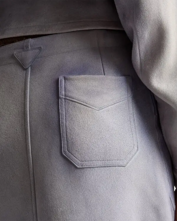 Prada Buttoned Suede Skirt - Light Blue