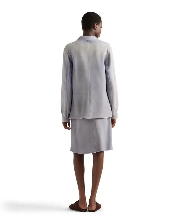 Prada Buttoned Suede Skirt - Light Blue