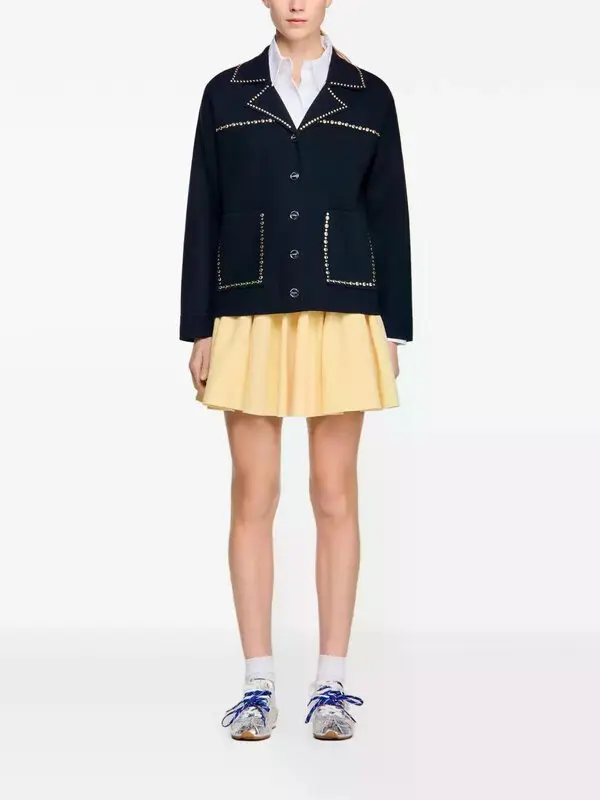 Sandro Studded Blazer Collar Cardigan