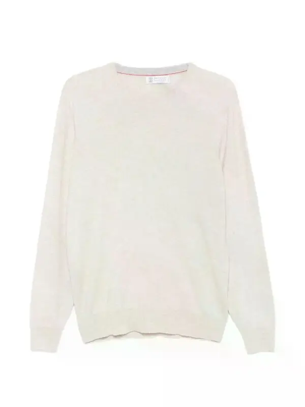 Brunello Cucinelli Crew Neck Long Sleeve Fine Knit Sweater - Neutrals