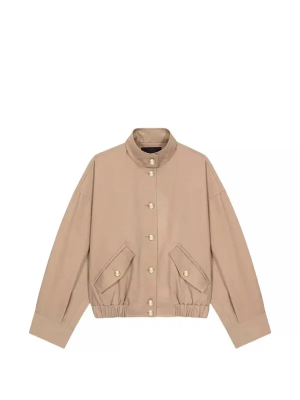 Maje Cotton Bomber Jacket - Neutrals
