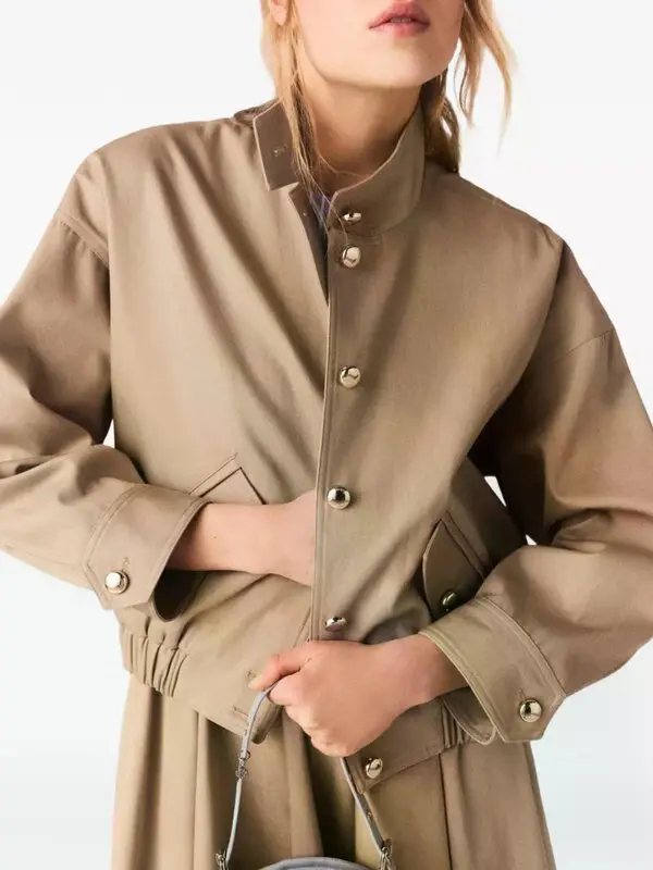 Maje Cotton Bomber Jacket - Neutrals