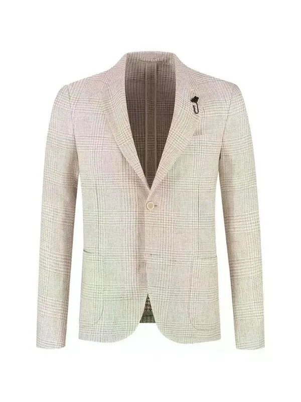 LARDINI Buttoned Checked Blazer - Neutrals