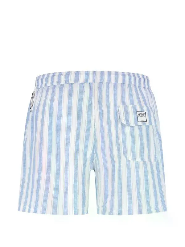 Fedeli Striped Swim Shorts - Blue