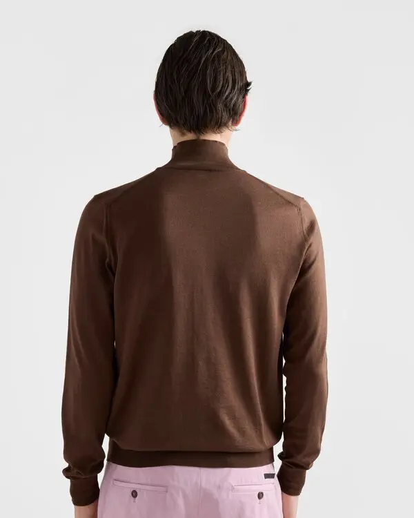 Prada Cotton Mock Turtleneck Sweater - Cocoa Brown