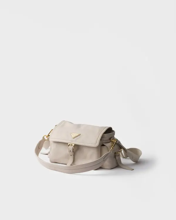 Prada Explore Medium Nappa Leather Shoulder Bag - Chalk White