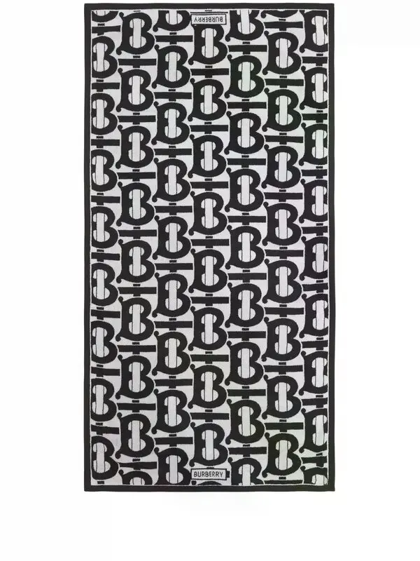 Burberry Monogram-pattern Jacquard Cotton Bath Towel - Black